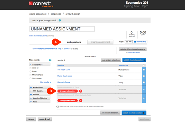 Connect - Assignments with Unsupported Content
