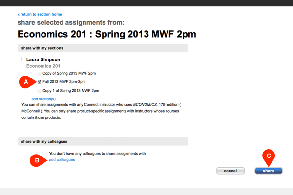 Connect - Share or Copy Assignments