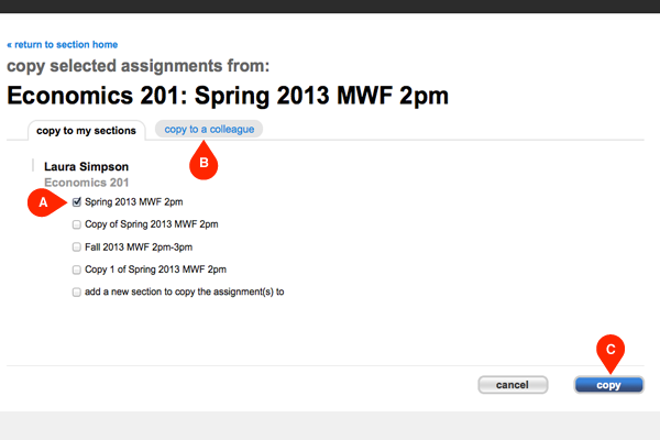 Connect - Share or Copy Assignments