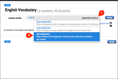 Connect - Edit an Existing Assignment