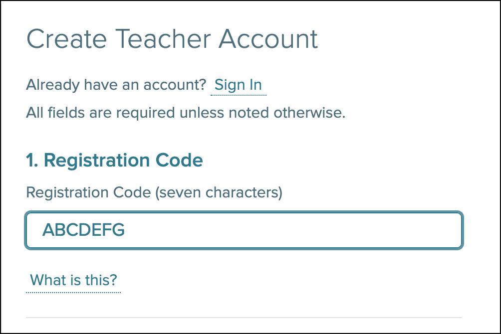 Knowledge: Create a Teacher Account