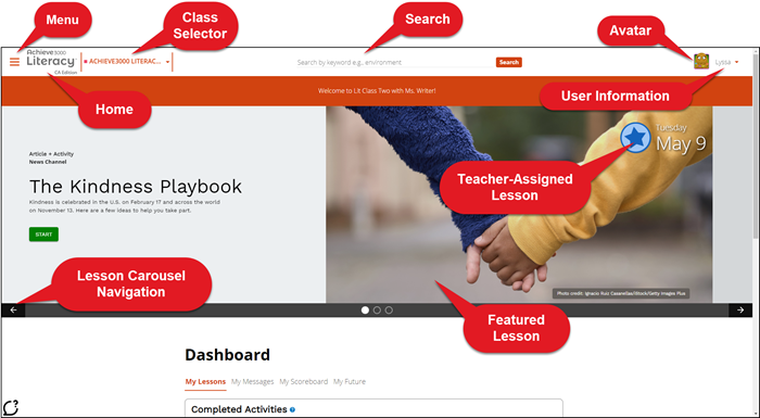 Knowledge: Achieve3000 Literacy - Student Dashboard