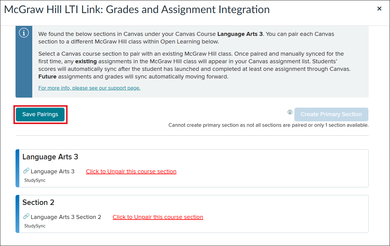 Knowledge: StudySync Assignment Sync and Grade Passback with Canvas