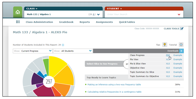 ALEKS - Downloading Reports