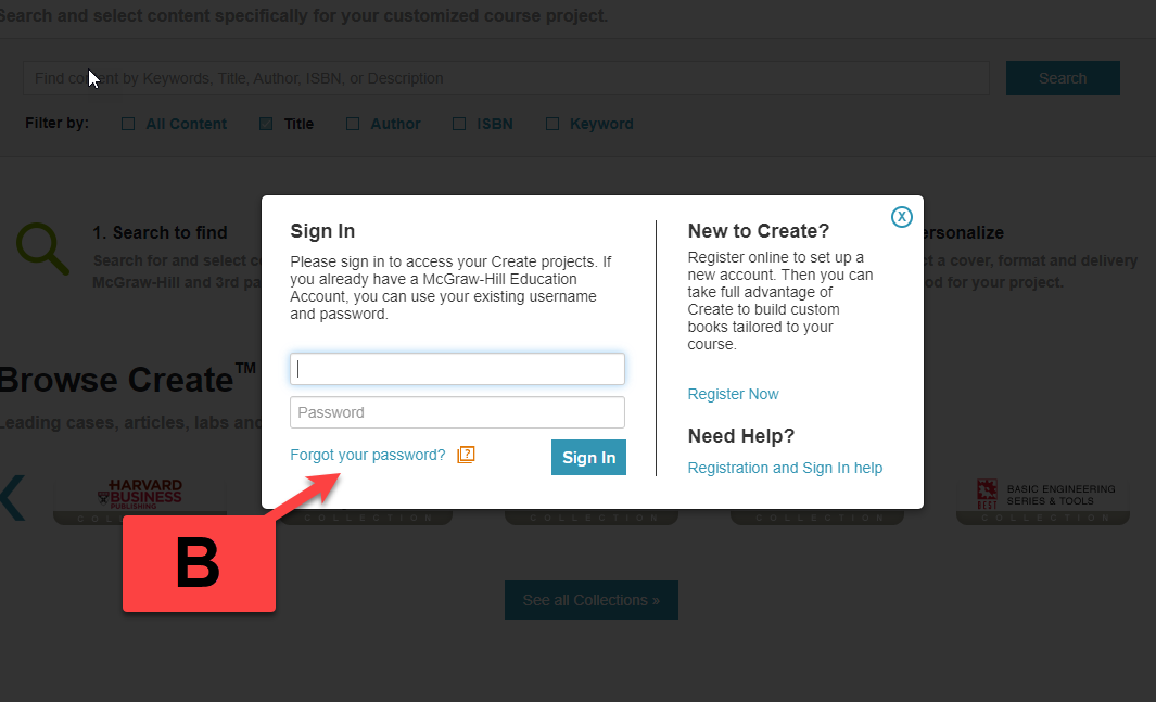 CREATE Help: What happens if I forget my password?