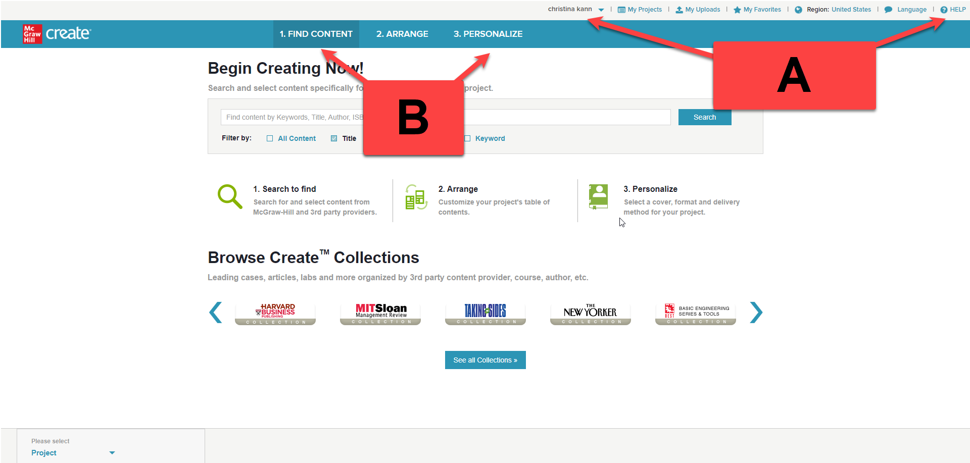 CREATE Help: How do I navigate within Create?