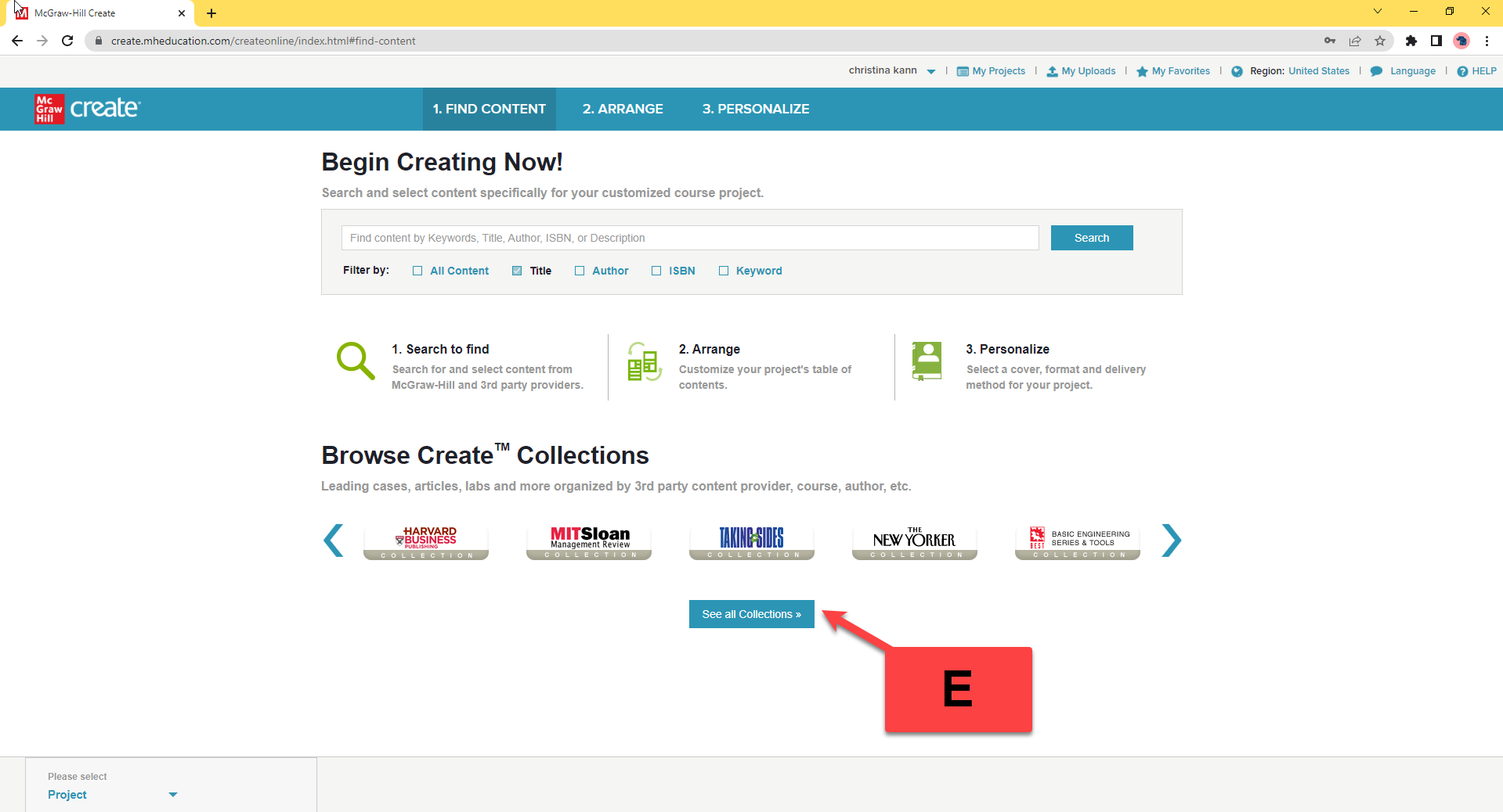 CREATE Help: How do I find content?