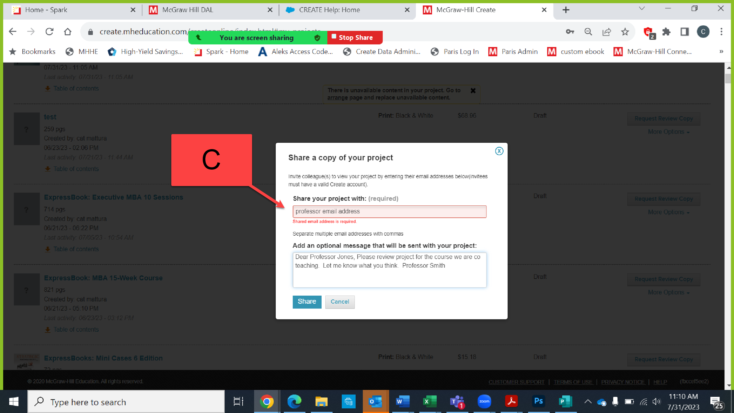 CREATE Help: How do I share a Project?